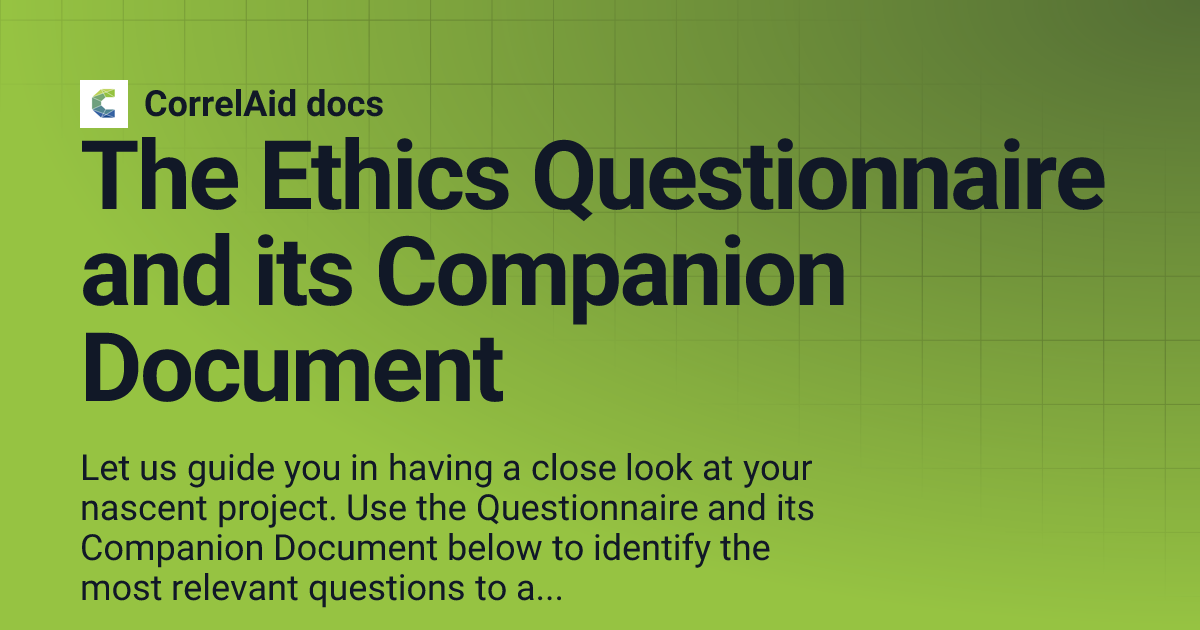 The Ethics Questionnaire and its Companion Document | CorrelAid docs